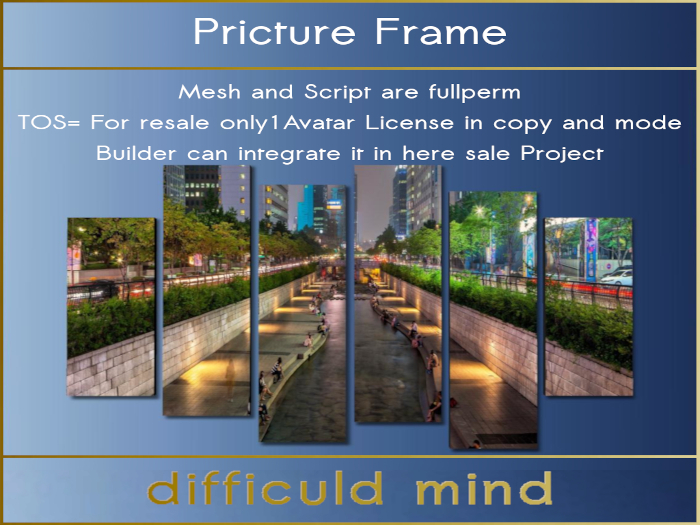 Second Life Marketplace - [ dm ] Picture frame -6Panels (fullperm)